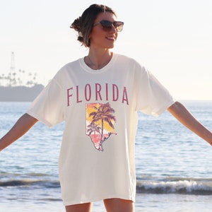 Florida Shirt Coconut Girl Beachy Tee Florida Map Beach Coverup Summer ...