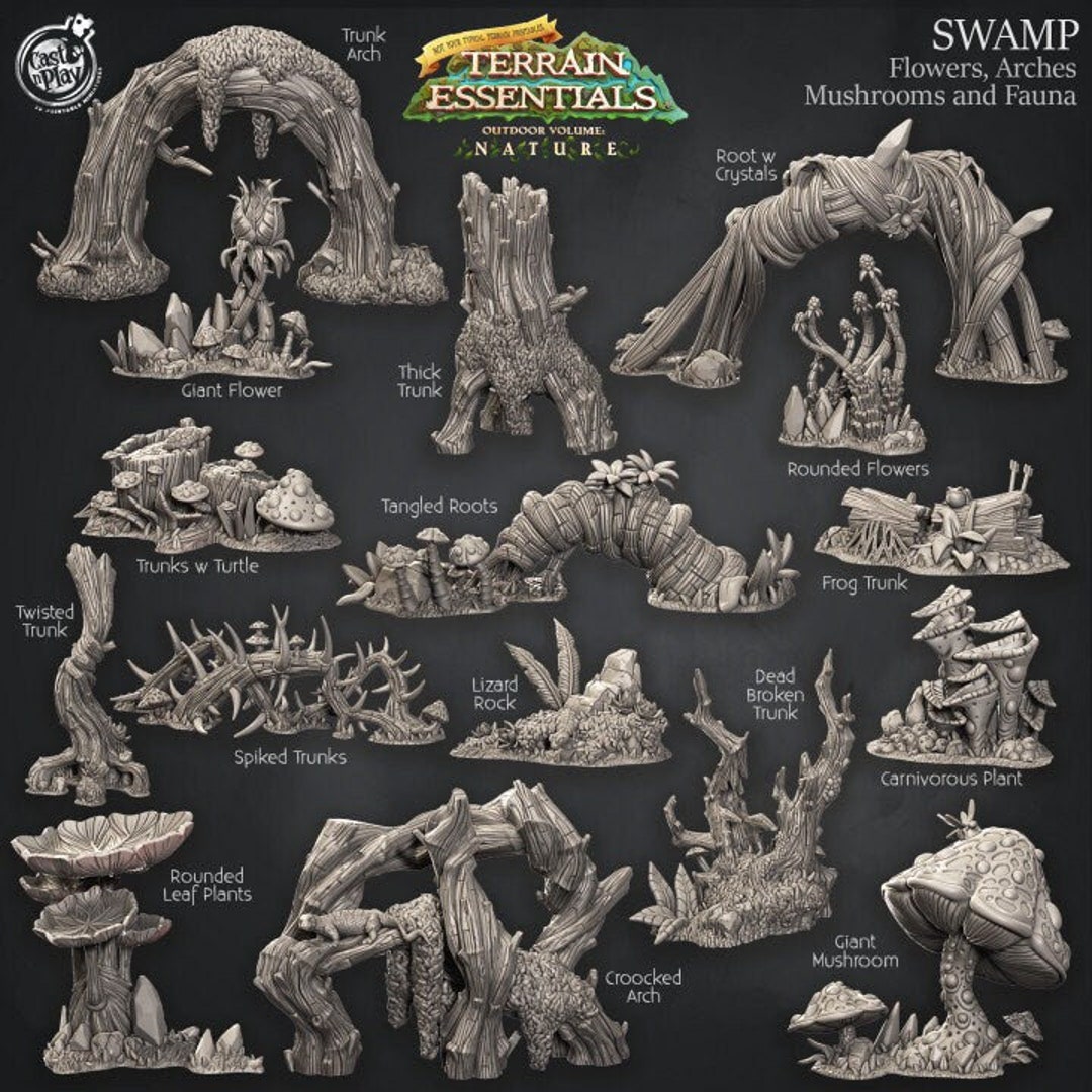 Swamp Terrain - Swamp Flowers, Arches, Mushrooms and Fauna Set ...