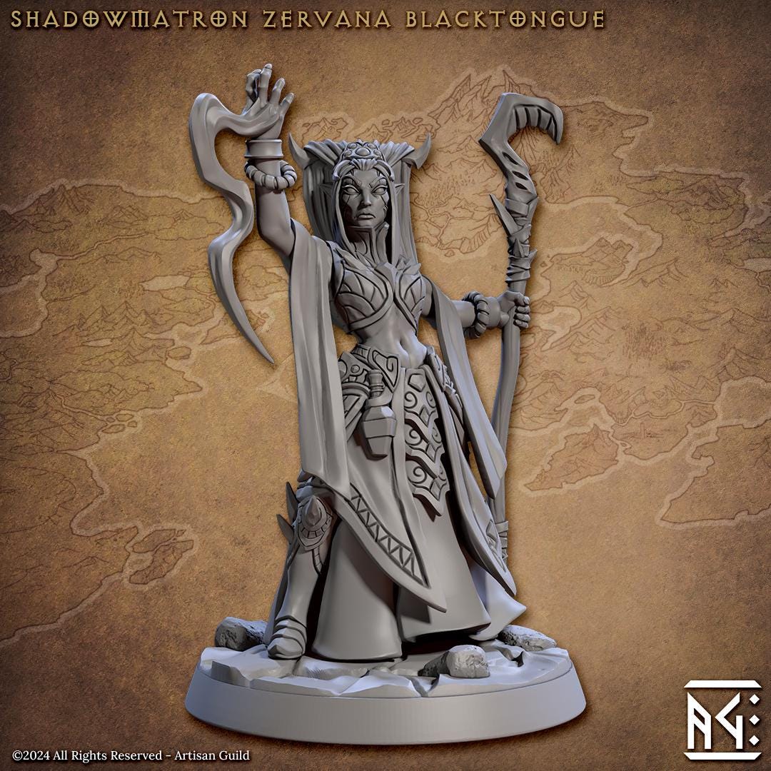 Dark Elf Sorceress Miniature | Wizard | Druid | Warlock | Drow | TTRPG ...