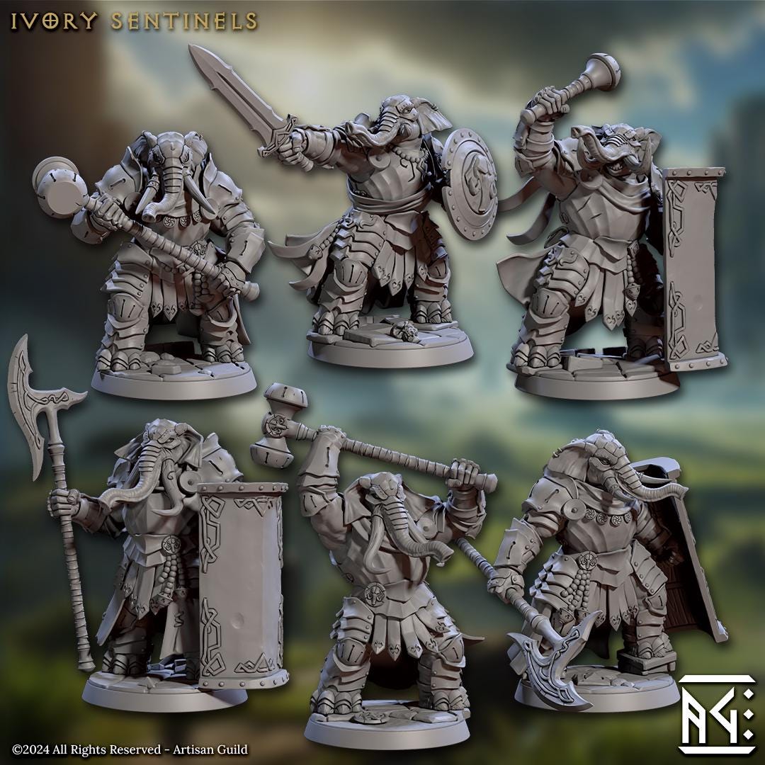 Loxodon Paladin Miniature | Fighter | Cleric | TTRPG | Dungeons and ...