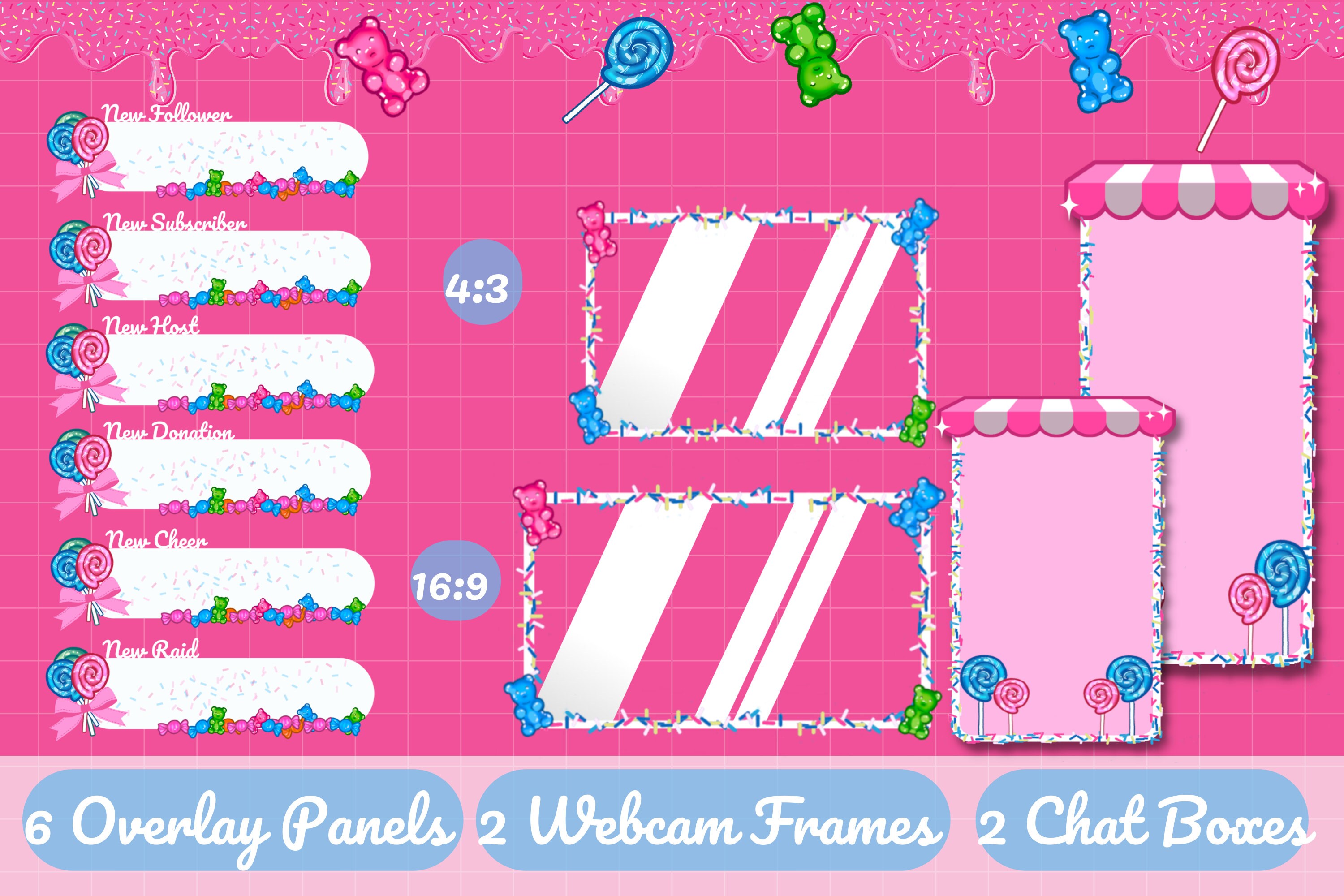 Candy Shop Twitch Overlay Sweets Twitch Overlay Package Bundle With ...