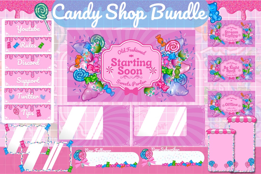 Candy Shop Twitch Overlay Sweets Twitch Overlay Package Bundle - Etsy ...
