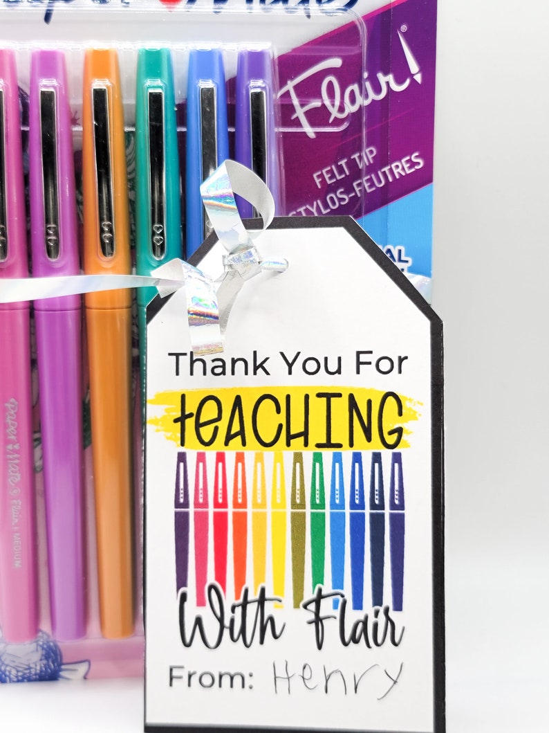 End of Year Teacher Gift Tag, Thank You for Teaching With Flair ...