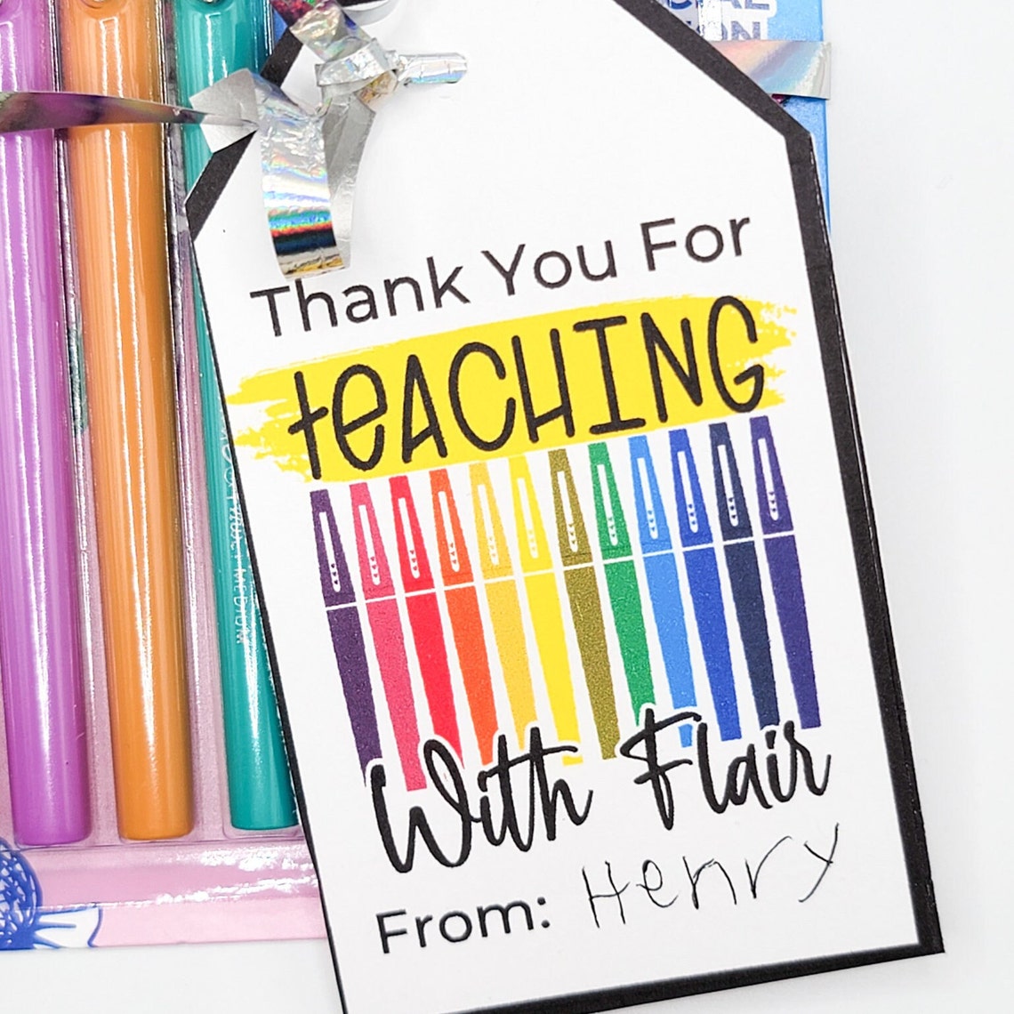 End of Year Teacher Gift Tag, Thank You for Teaching With Flair ...