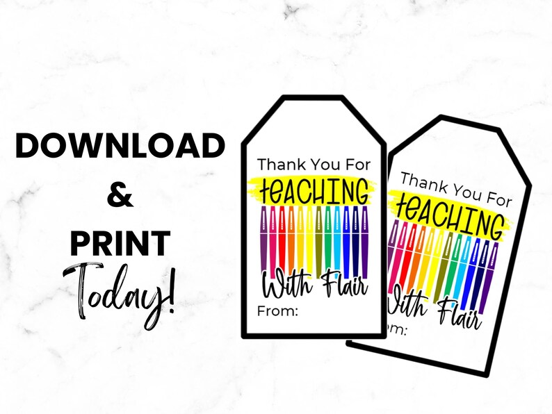 End of Year Teacher Gift Tag, Thank You for Teaching With Flair ...