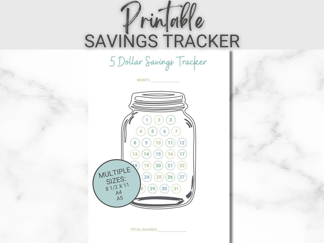 5 Dollar Savings Tracker 5 Dollar Savings Challenge Printable Savings