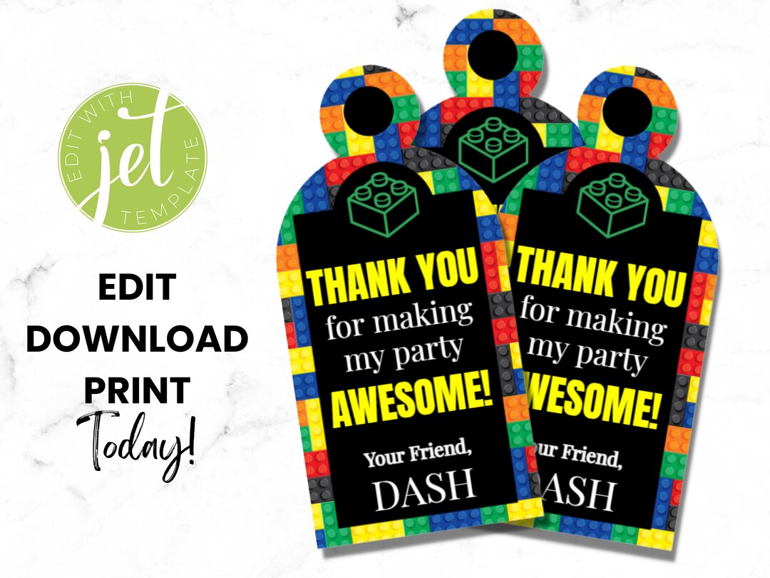 Building Blocks Party Favors, Printable Favor Tags, Building Block ...