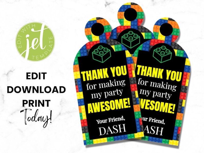 Building Blocks Party Favors, Printable Favor Tags, Building Block ...