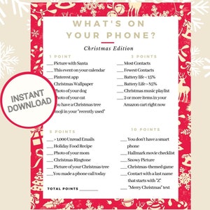 What's on Your Phone Christmas Game, Printable Christmas Games Ideas ...