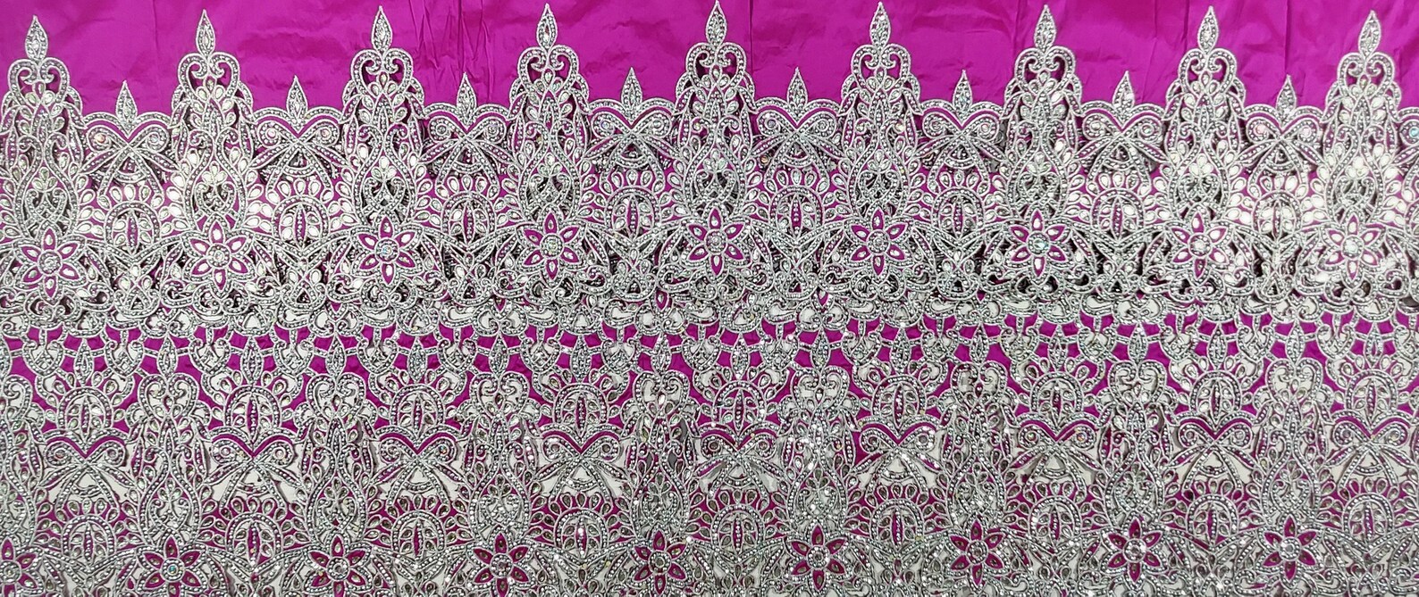 Classy African Pink George Wrapper With Cute Work and Stone Work Design ...