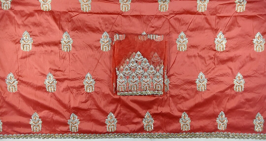 Super Quality African George Wrapper With Raw Silk Fabric and Stone ...