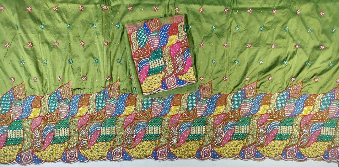 Beautiful African Raw Silk George Wrapper With Embroidery and - Etsy
