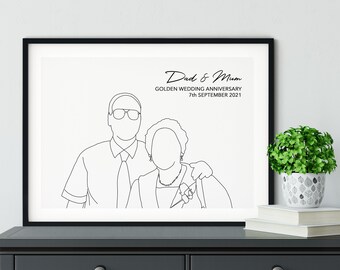 Husband and Wife Line Drawing - Etsy