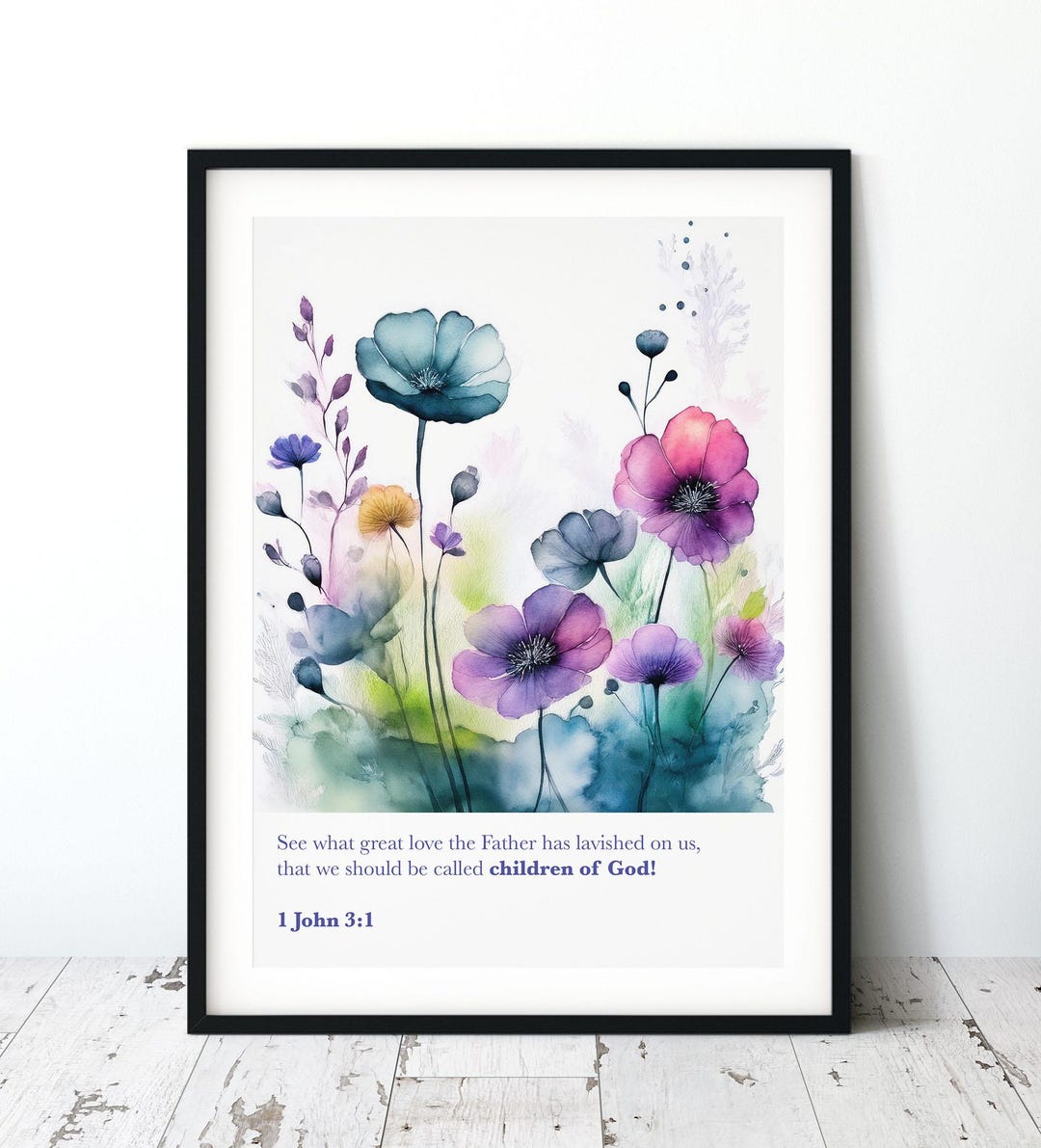 Children of God Inky Floral Digital Art Print - 1 John 3:1 - Faith Art ...