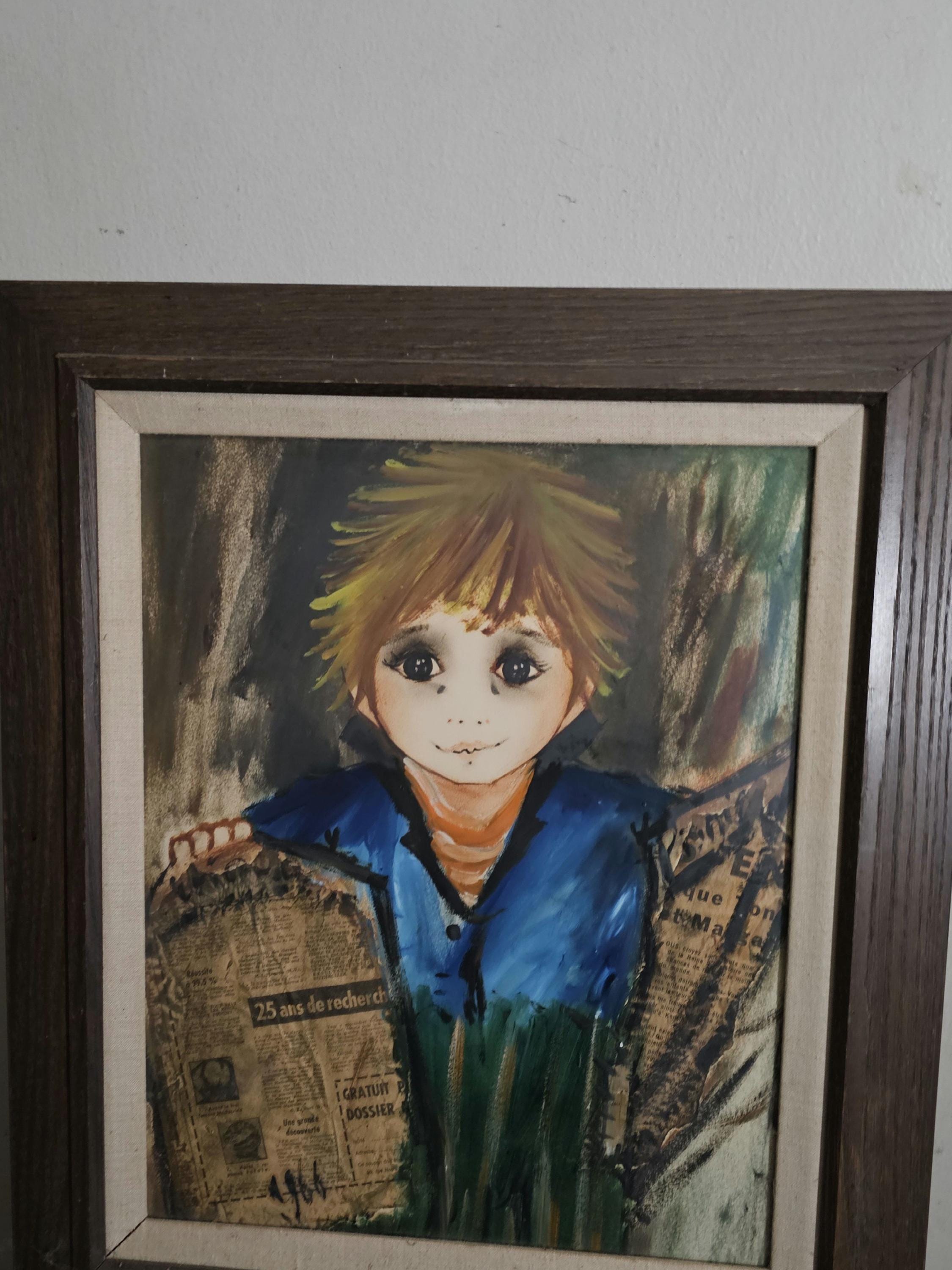 Vintage ROGER ETIENNE Boy With News Paper Big Eye Art Paris 1964 ...