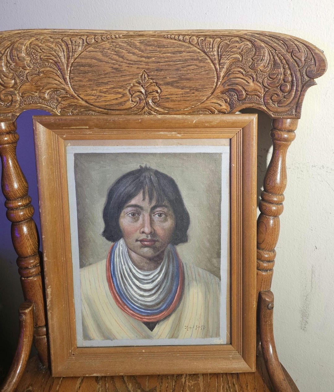 Vintage Original Oil Painting of Indigenous Tribesman From Columbia 14 ...