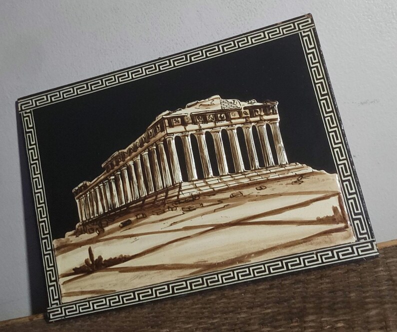 Vintage Greek Parthenon Relief Artwork Wood Plaque Made in Greece 14 ...