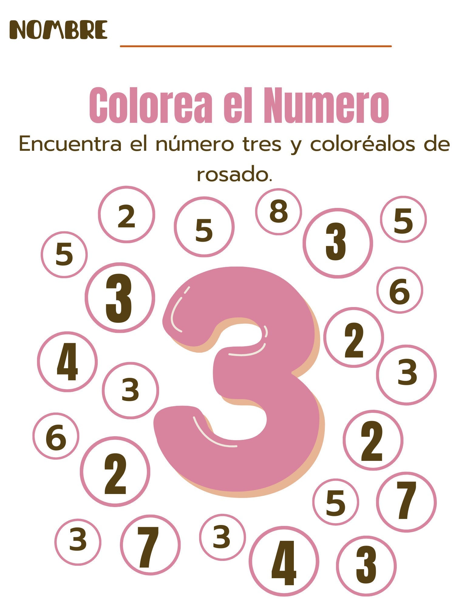 Colorful Preschool Math Learning Sheet,printable Number Sheet,spanish ...