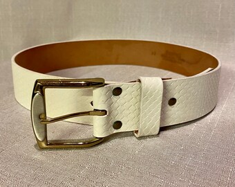 White Snake Skin Belt - Etsy