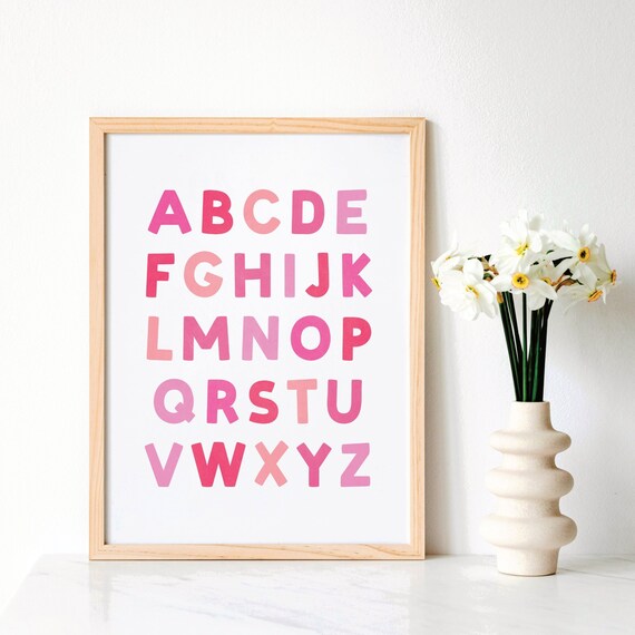 Baby Girl Alphabet Poster ABC Printable Nursery Wall Art | Etsy