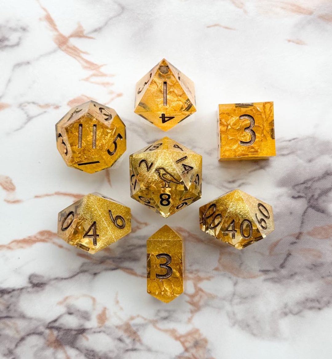 Ancient Gold Dragon- Real Snake Skin Sharp Edge D&d Rpg Dice Set - Etsy