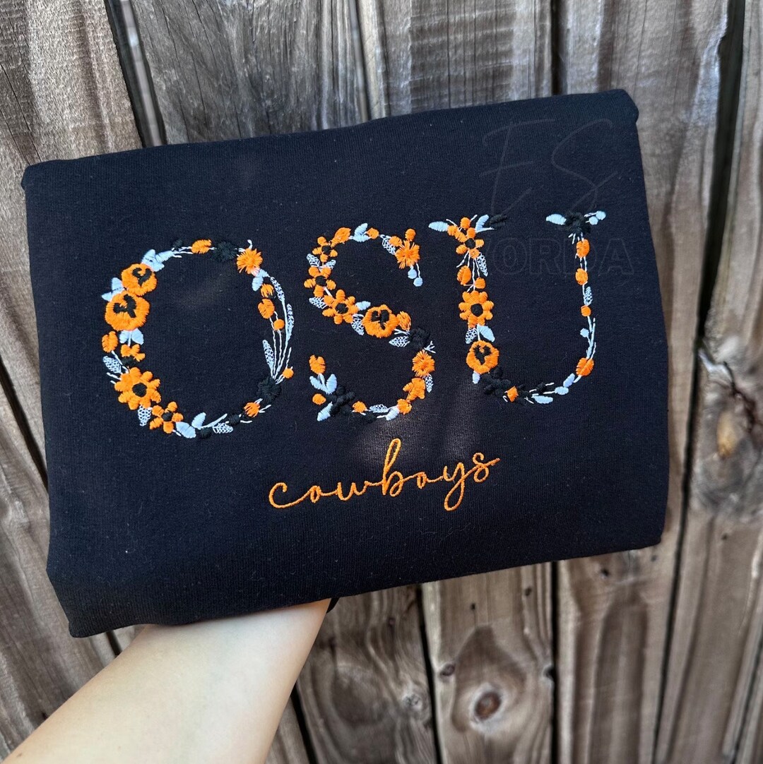 CUSTOM Script Floral Embroidered Crewneck Sweatshirt, Hoodie or Shirt ...