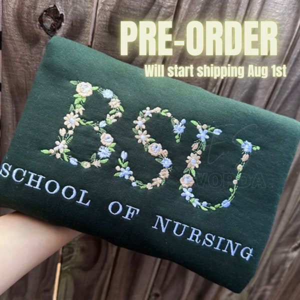 Custom Floral Embroidered College Crewneck - Etsy