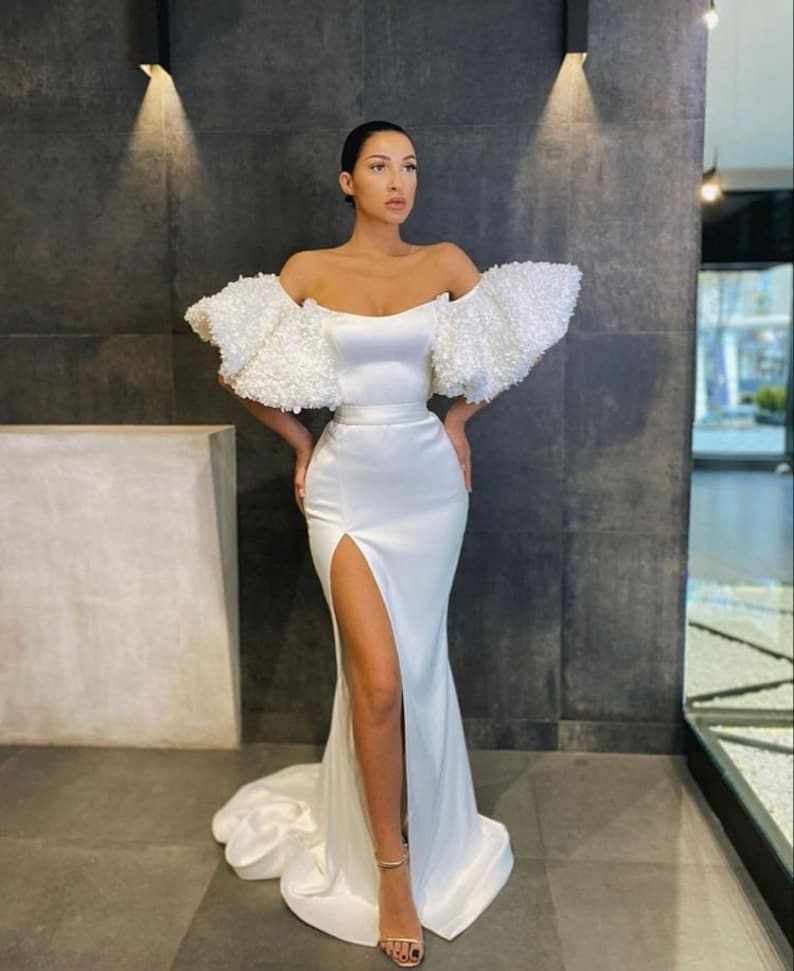 Bridal Dress With Split Reception Dress Evening Dress - Etsy