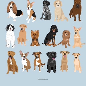 Dog Clipart Bundle With 140 Dogs - Dog Breed Illustrations - Over 60 ...