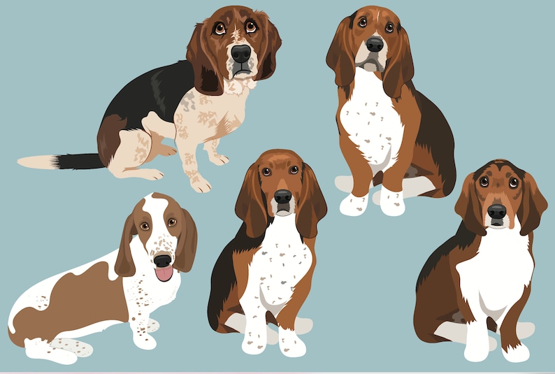 Bassett Hounds Dog Clip Art EPS PNG SVG Bassett Hounds Dog Breed Dogs ...