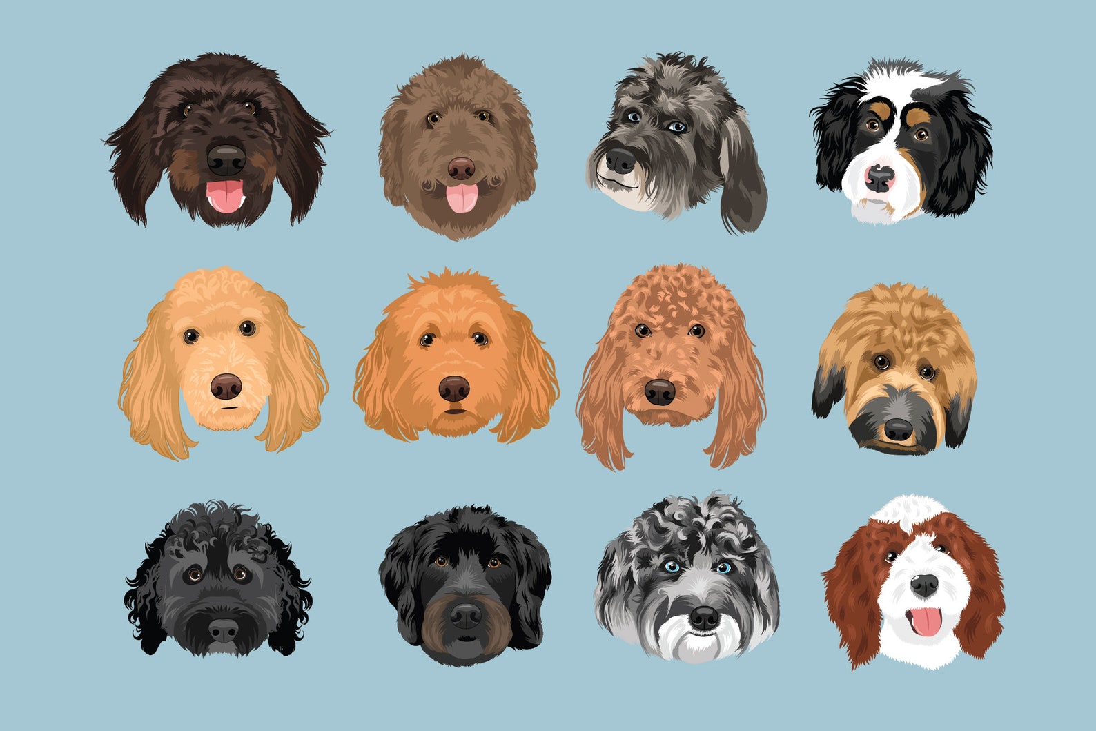 Doodle Dogs Clip Art Labradoodles Bernedoodles Goldendoodles Dog Breed ...