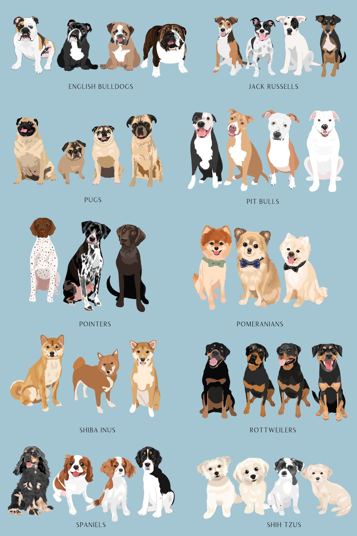Dog Clipart Bundle With 140 Dogs VOLUME 2 Dog Breed Illustrations Over ...
