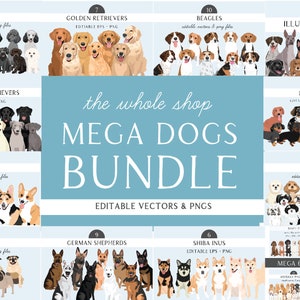 Whole Shop Bundle of 650 Dog Clipart Illustrations and Accessories Mega ...
