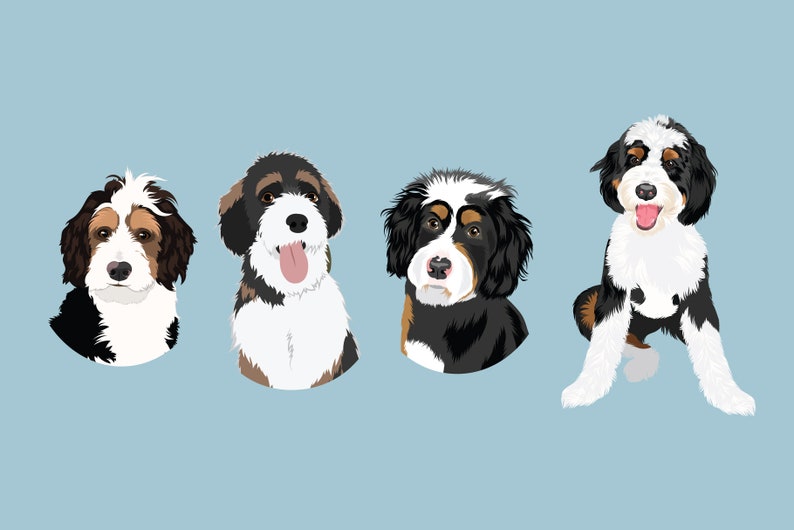 Bernedoodle Clip Art - Dog Breed Editable Vector Pack - Bernese ...