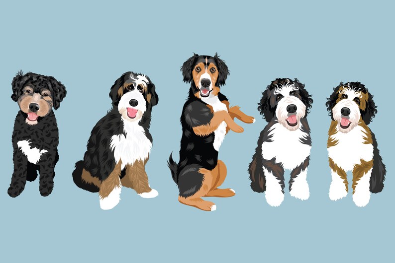 Bernedoodle Clip Art - Dog Breed Editable Vector Pack - Bernese ...