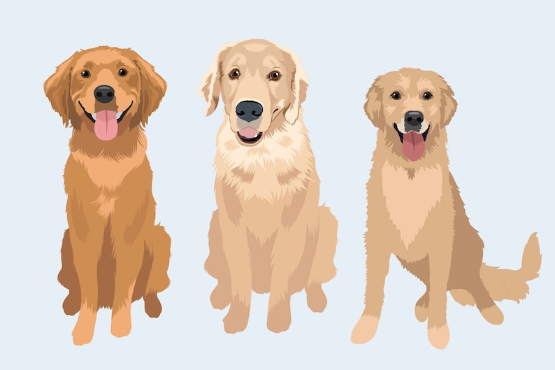 Golden Retriever Clip Art - Dog Breed Vector Pack - Golden Retrievers ...