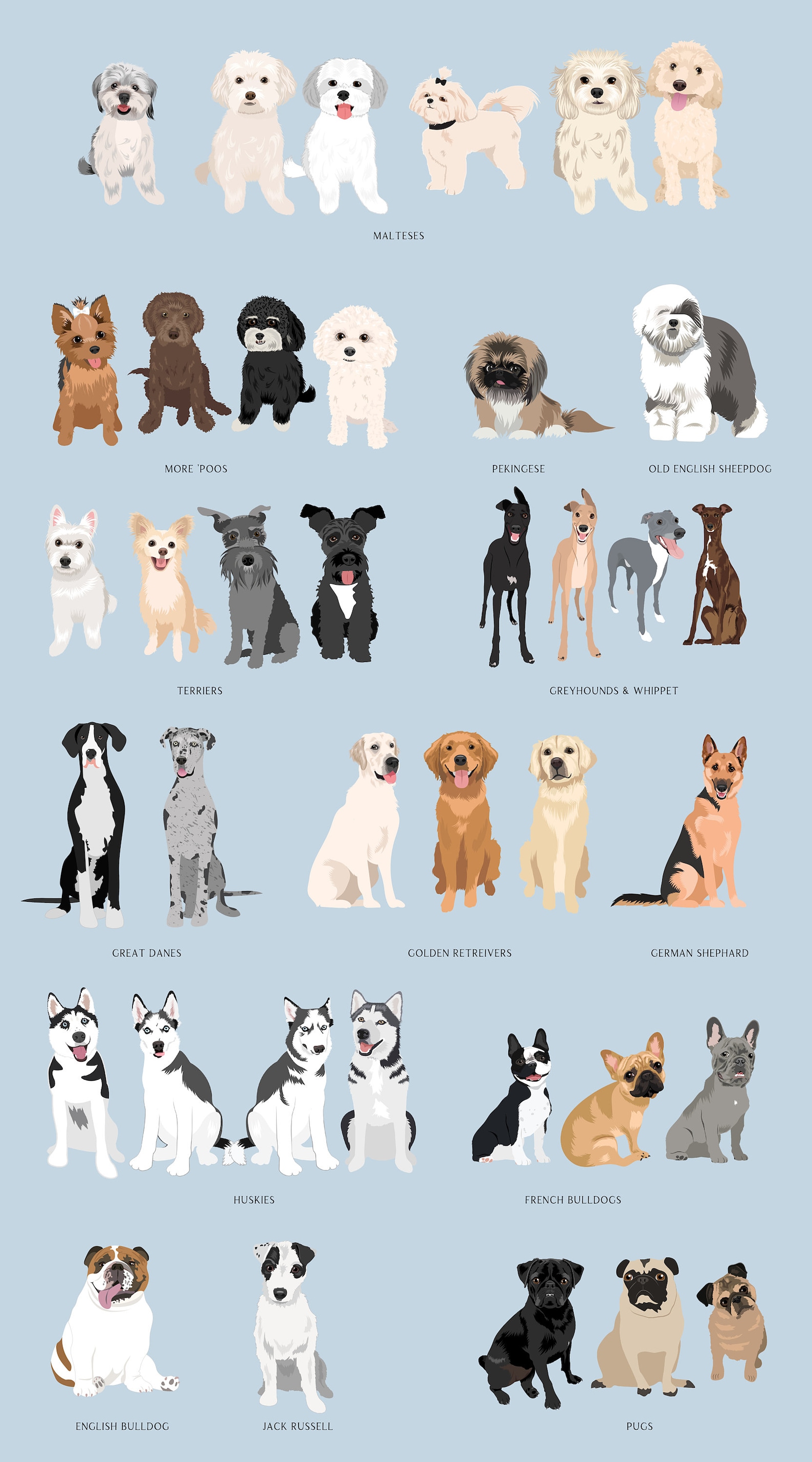 Dog Clipart Bundle With 140 Dogs Dog Breed Illustrations - Etsy