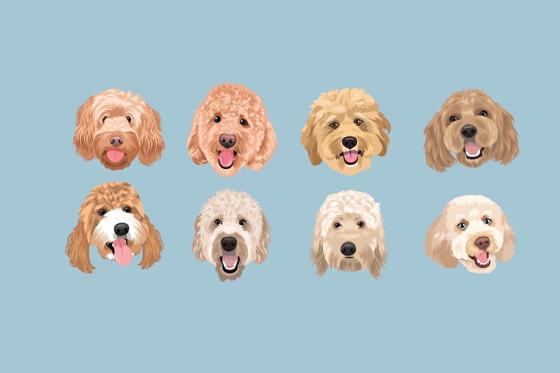 Doodle Dogs Clip Art Labradoodles Bernedoodles - Etsy