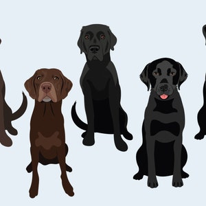 Labrador Retriever Clip Art - Dog Breed Editable Vector Pack - Black ...
