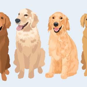 Golden Retriever Clip Art - Dog Breed Editable Vector Pack - Golden ...