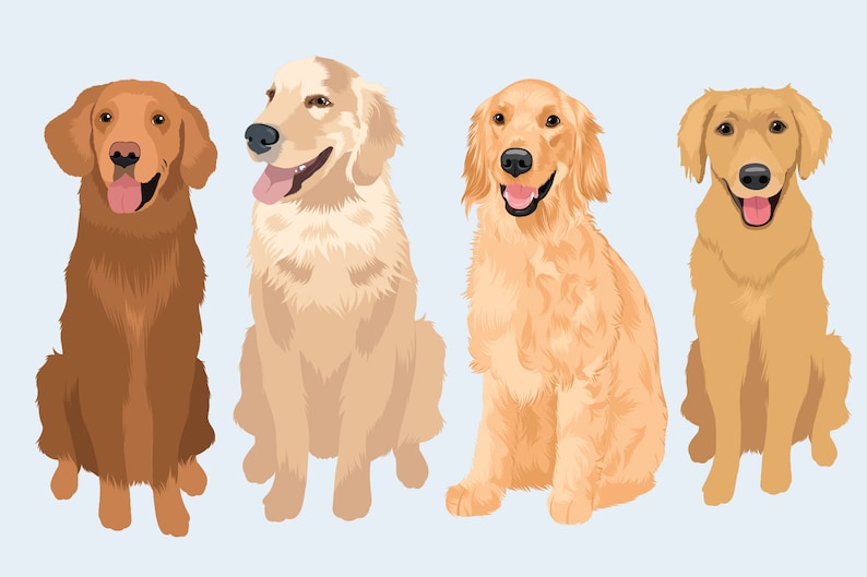 Golden Retriever Clip Art - Dog Breed Editable Vector Pack - Golden ...