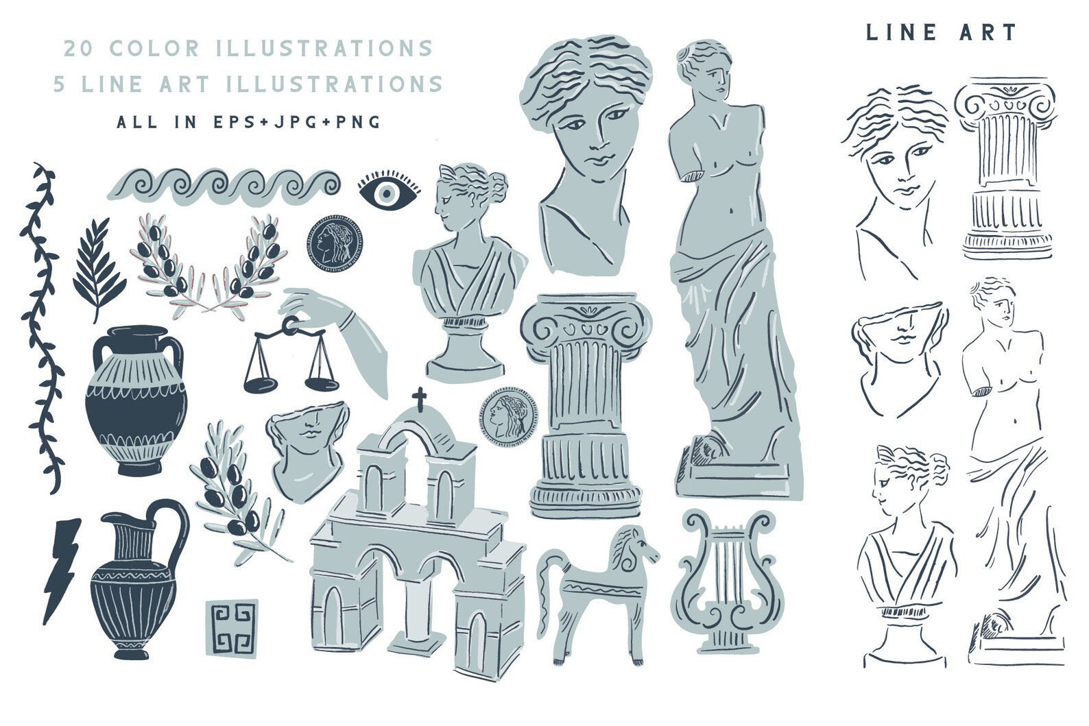 Greek Aesthetic Illustration Art - Ancient Greece Clipart - Feminine ...