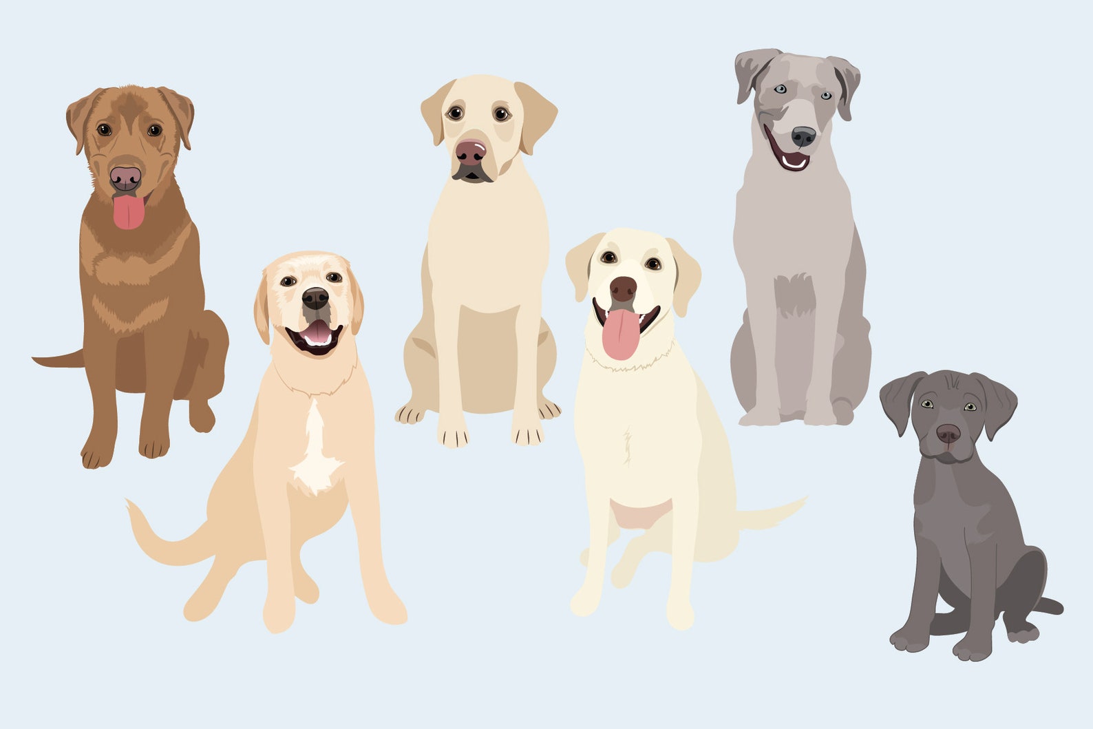 Labrador Retriever Clip Art - Dog Breed Editable Vector Pack - Black ...