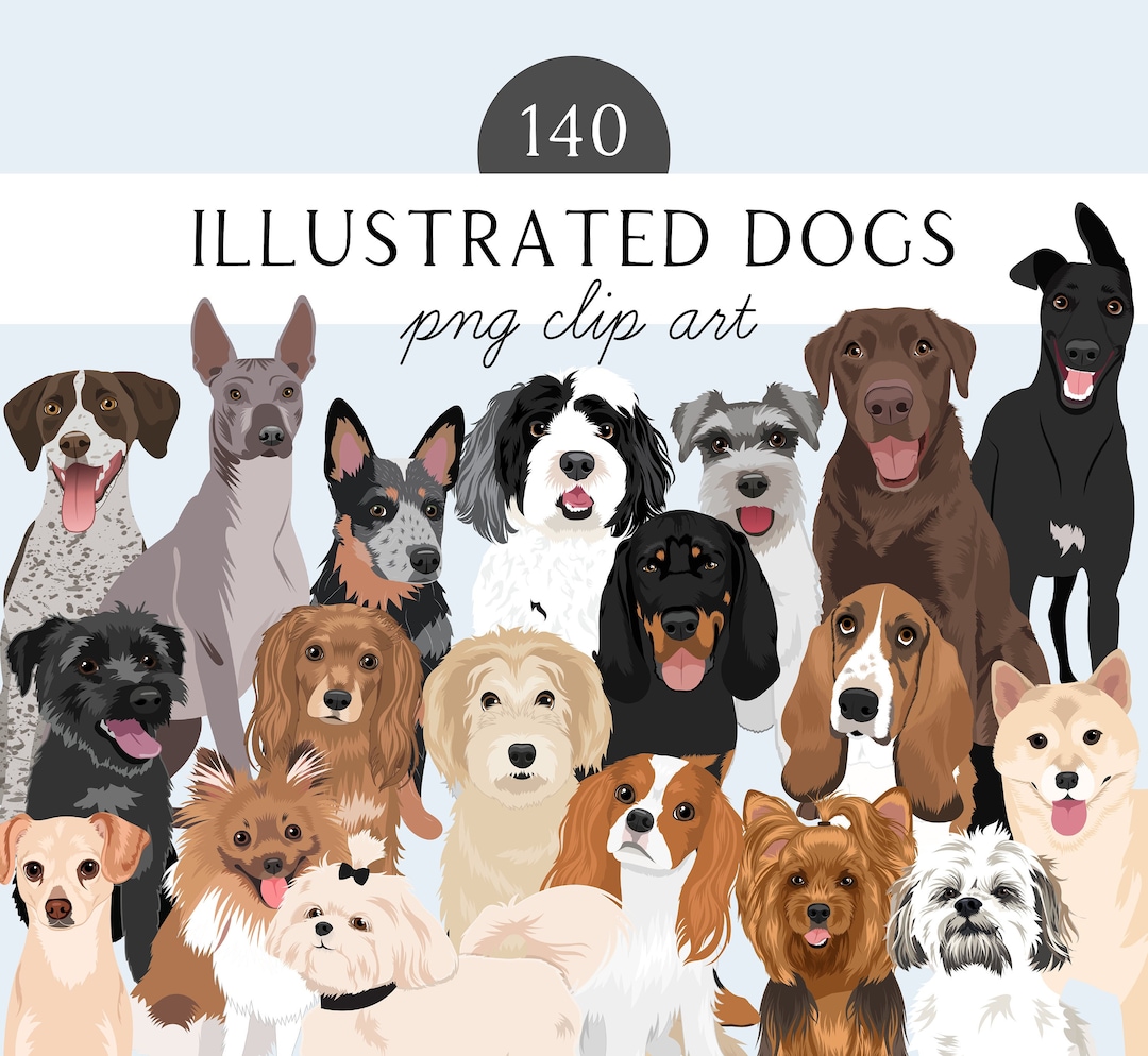 Dog Clipart Bundle With 140 Dogs - Dog Breed Illustrations - Over 60 ...