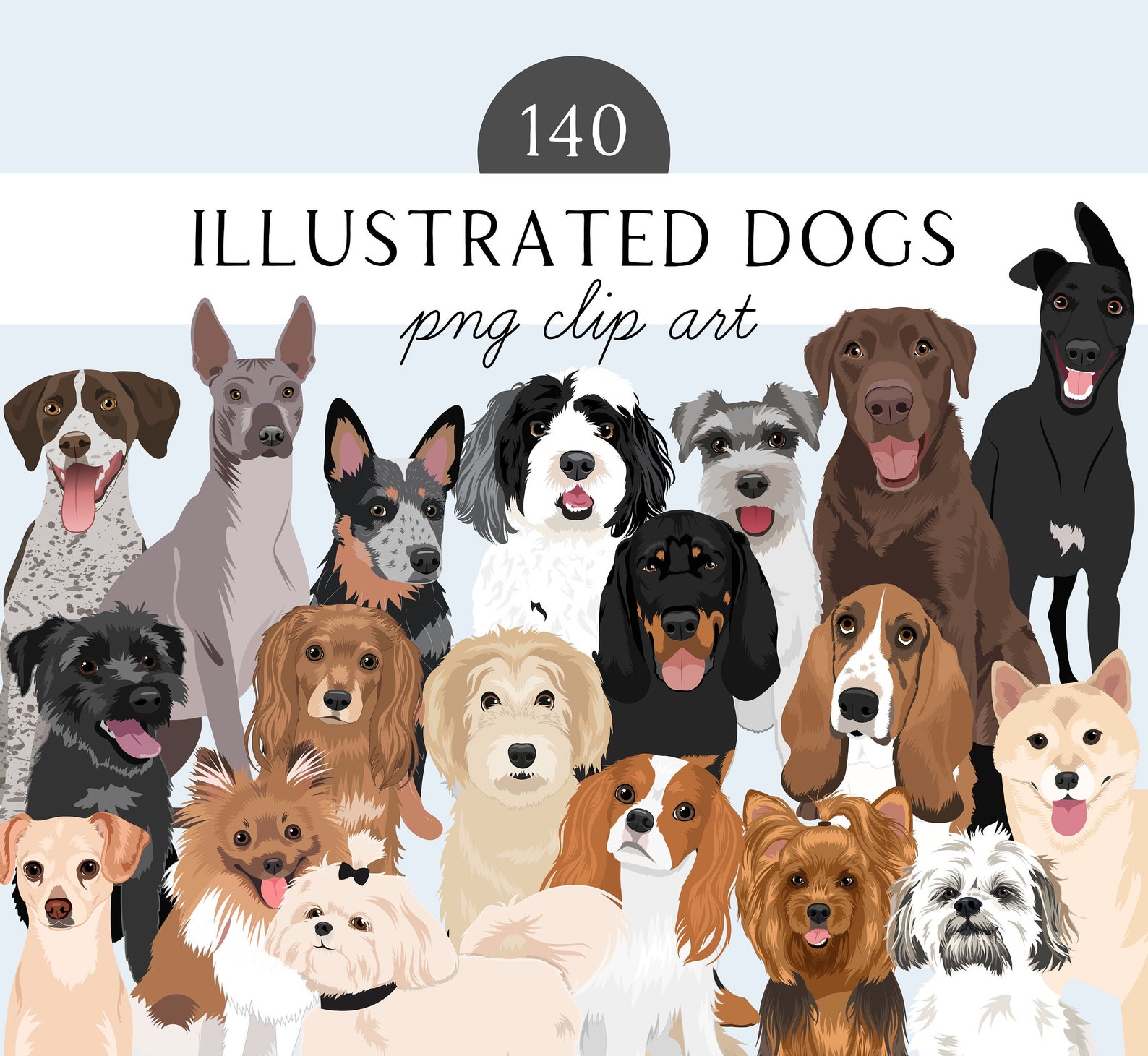 Dog Clipart Bundle With 140 Dogs Dog Breed Illustrations - Etsy