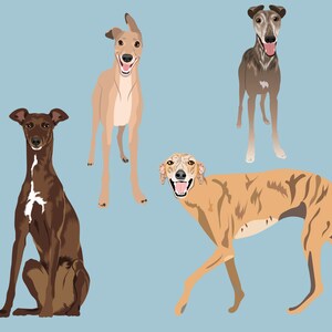 Greyhound Clip Art Whipped Clip Art - Dog Breed Editable Vector Pack ...