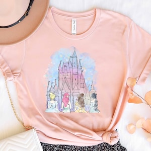 Disney Princess Shirt, Watercolor Castle Disney Tee, Disney Girls Trip ...