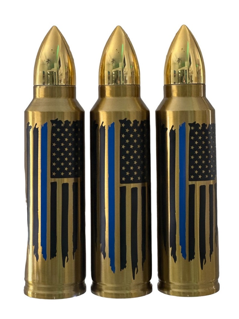 Thin Blue Line Bullet Tumbler / Bullet Thermos / American Flag ...