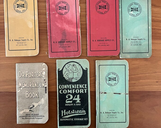 Antique/vintage Advertising Memo Books Unused and Used 1920's With ...