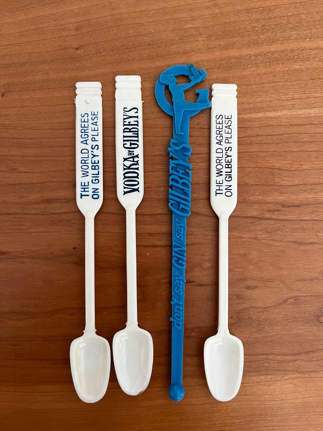 Vintage Set of 4 Gilbey's Gin and Vodka Cocktail Spoons - Swizzle ...